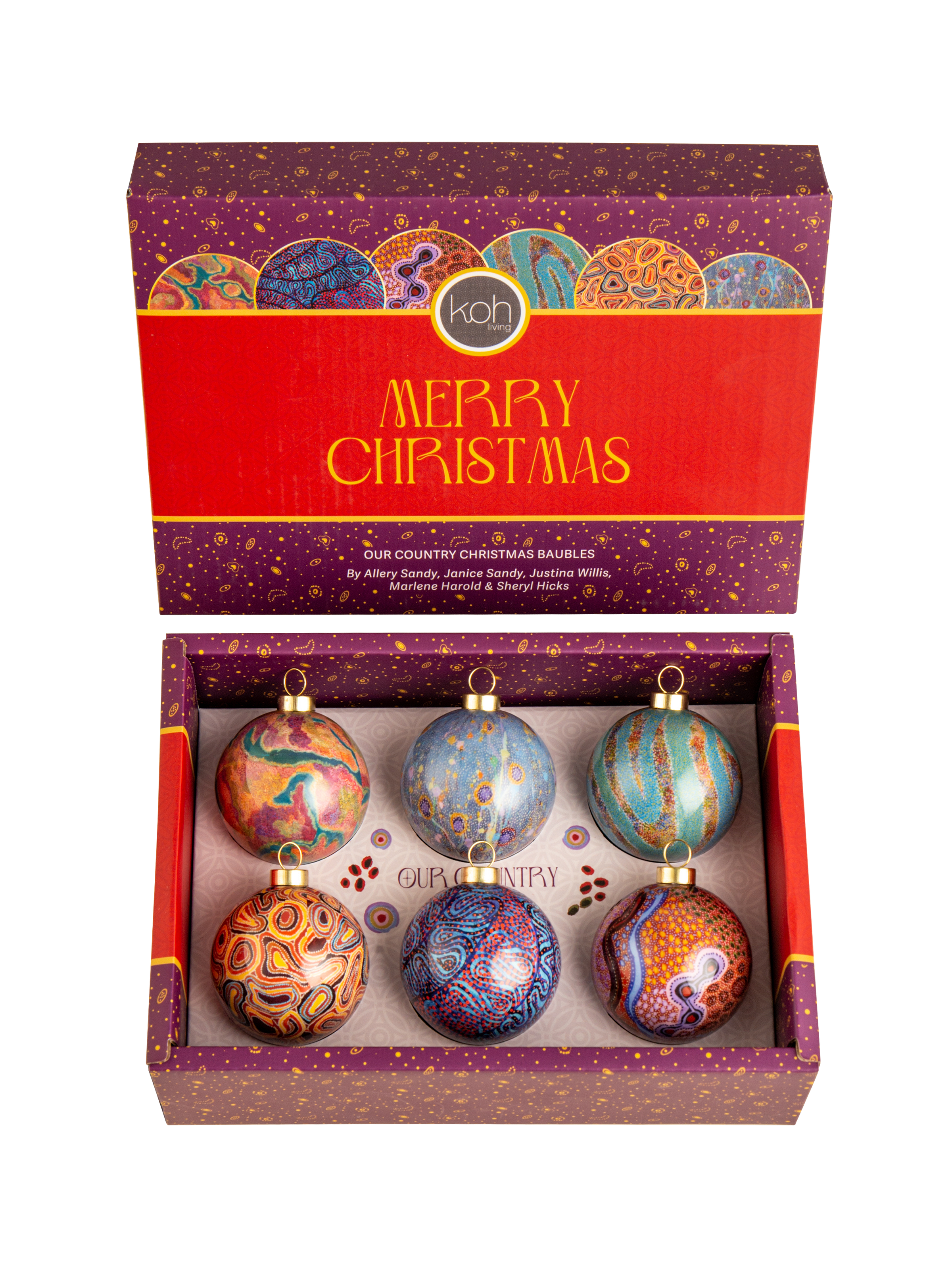 Aboriginal Our Country 6 Pack Mini Baubles
