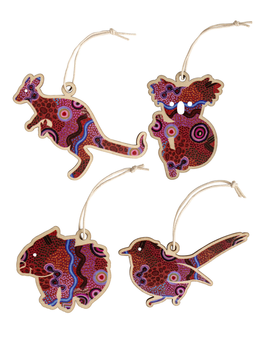 Aboriginal Our Country 4 Pack Christmas Decorations