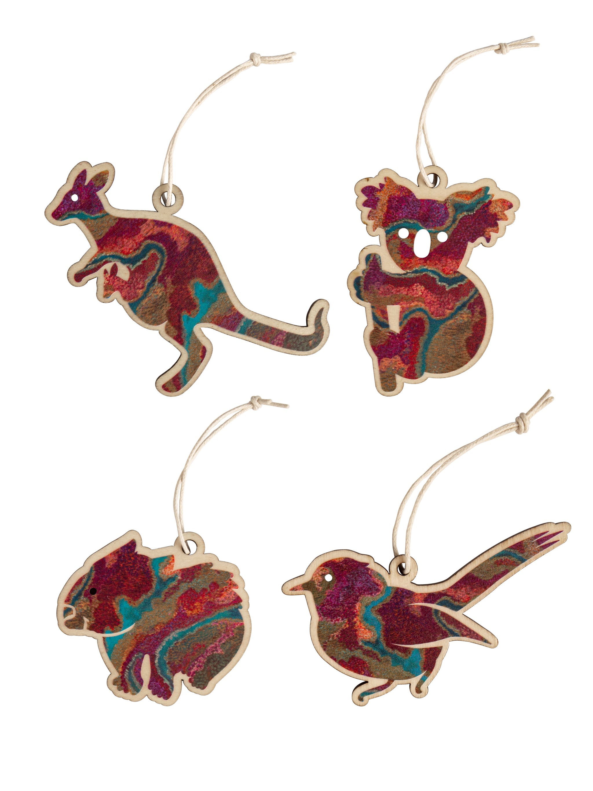 Aboriginal Pilbarra Creek 4 Pack Christmas Decorations
